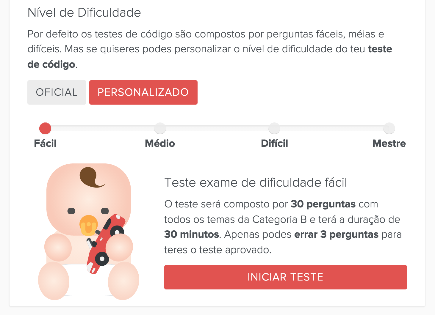 Definir dificuldade nos testes de código | Testes de Código Grátis